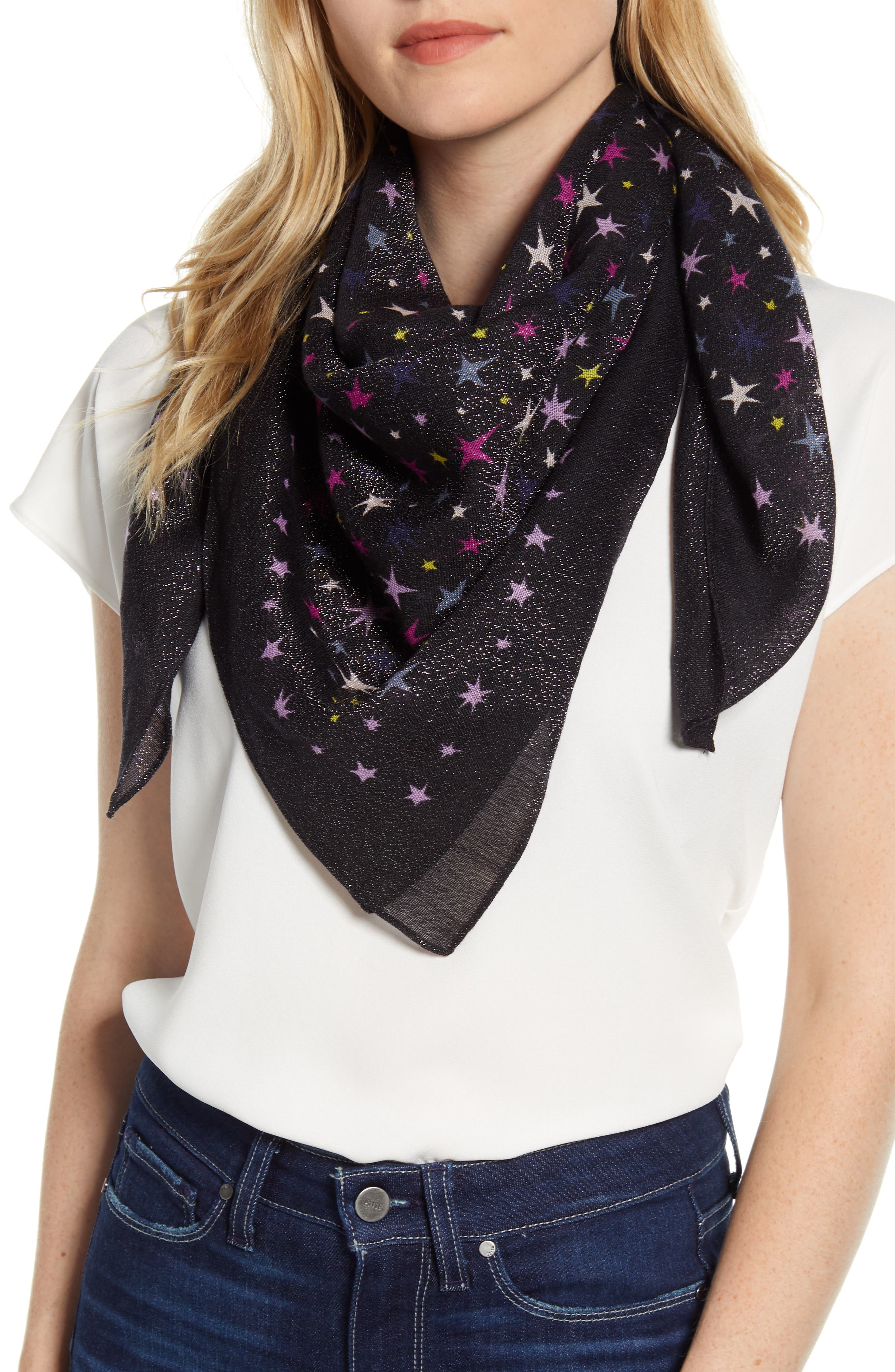 kate spade new york stars sparkle square wool blend scarf | Nordstrom