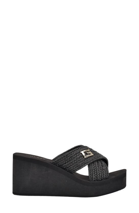 Guess Danvi Platform Wedge Slide Sandal In Black | ModeSens
