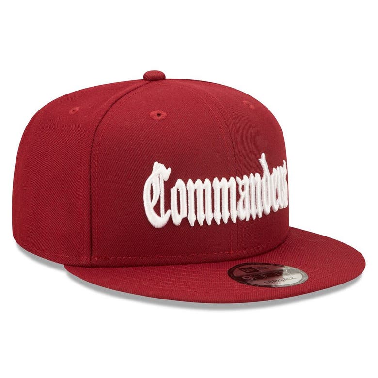 New Era Burgundy Washington Commanders Gothic Script 9fifty Snapback ...