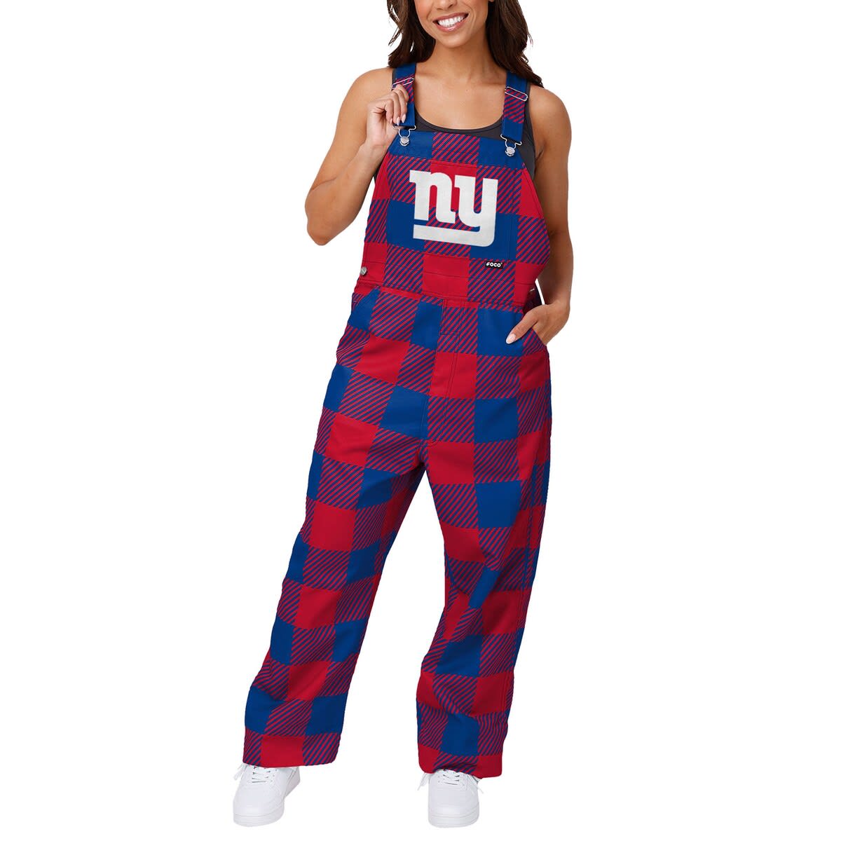 FOCO Women's FOCO Royal New York Giants Big Logo Plaid Overalls | Nordstrom