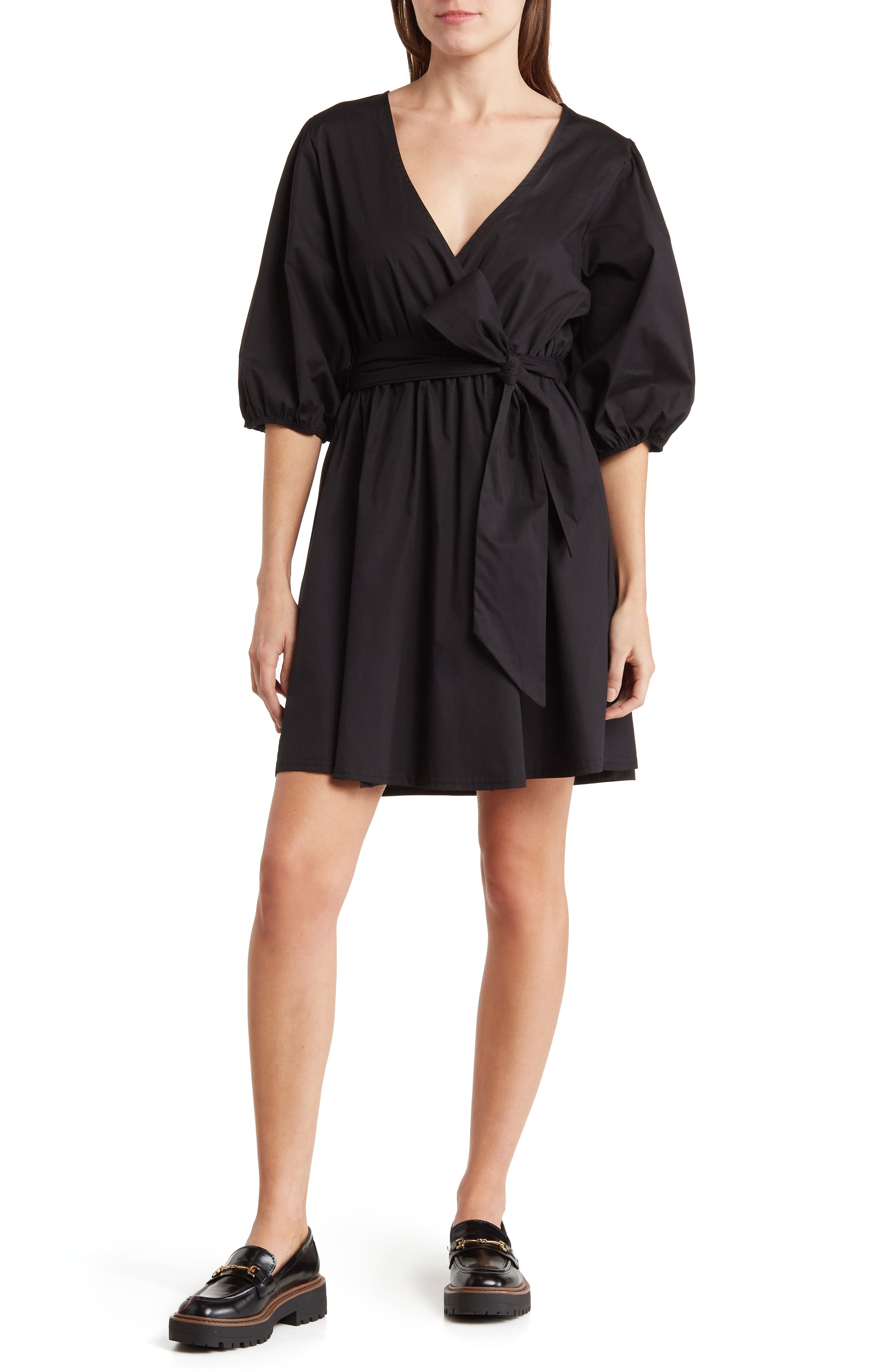 Velvet Torch Puff Sleeve Faux Wrap Dress | Nordstromrack