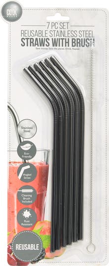 ART AND COOK Reusable Stainless Steel Straws - 7-Piece Set | Nordstromrack