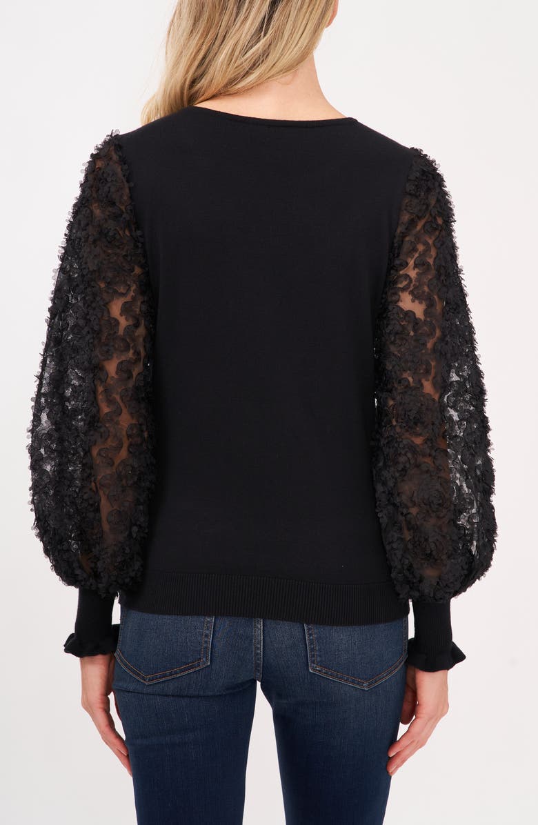 CeCe Floral Lace Mixed Media Top | Nordstrom
