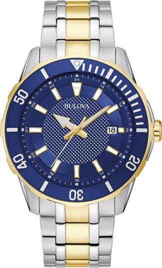 BULOVA Two-Tone Bracelet Watch, 45mm | Nordstromrack