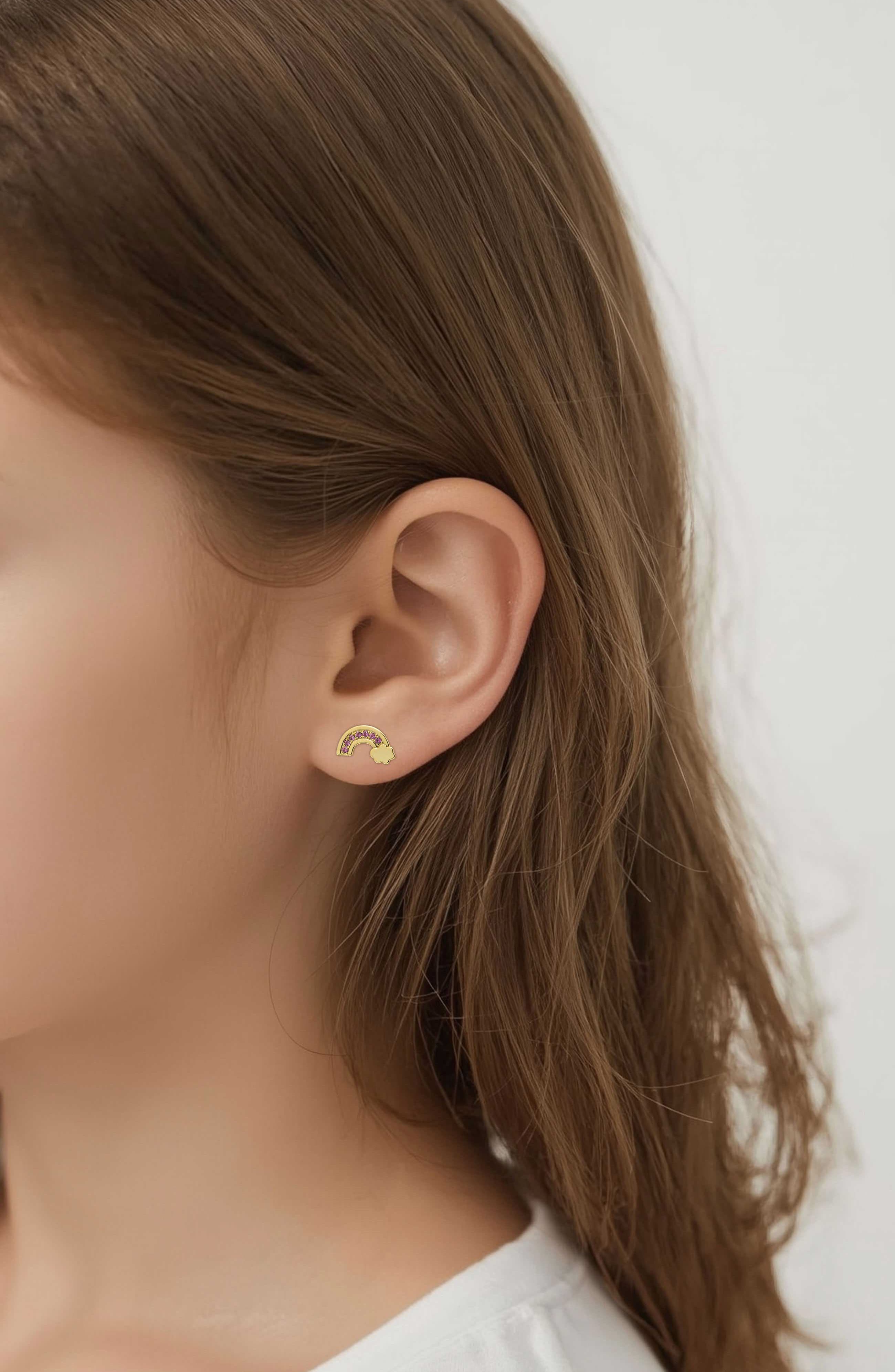 Kids' Pavé Cubic Zirconia Rainbow Stud Earrings (Women) | Nordstrom