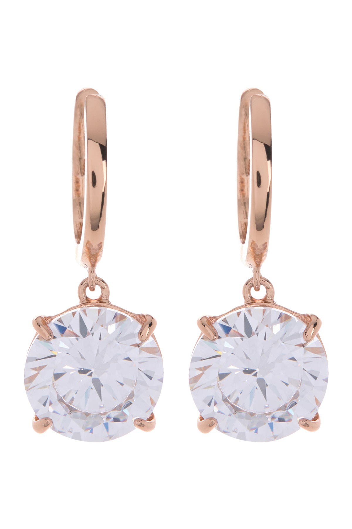 Kate Spade New York rose gold-tone round cut crystal huggie hoops ...