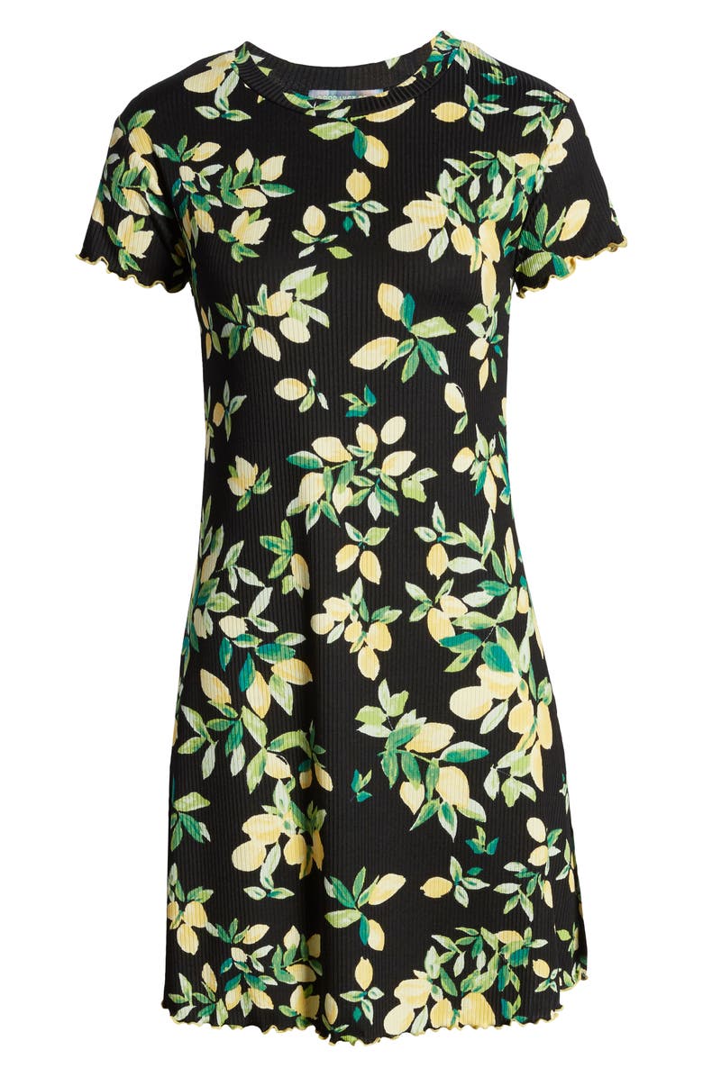 Good Luck Gem Lemon Print Lettuce Edge Minidress | Nordstrom
