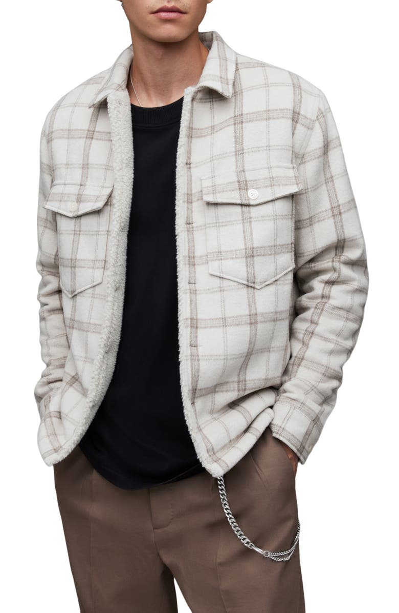 AllSaints Vedder Check High Pile Fleece Lined Jacket | Nordstromrack