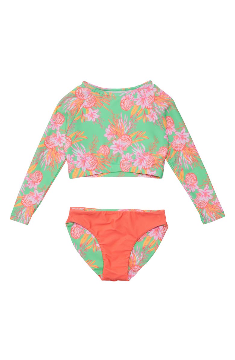 Snapper Rock Kids' Coastal Shells Long Sleeve Crop Rashguard Reversible ...