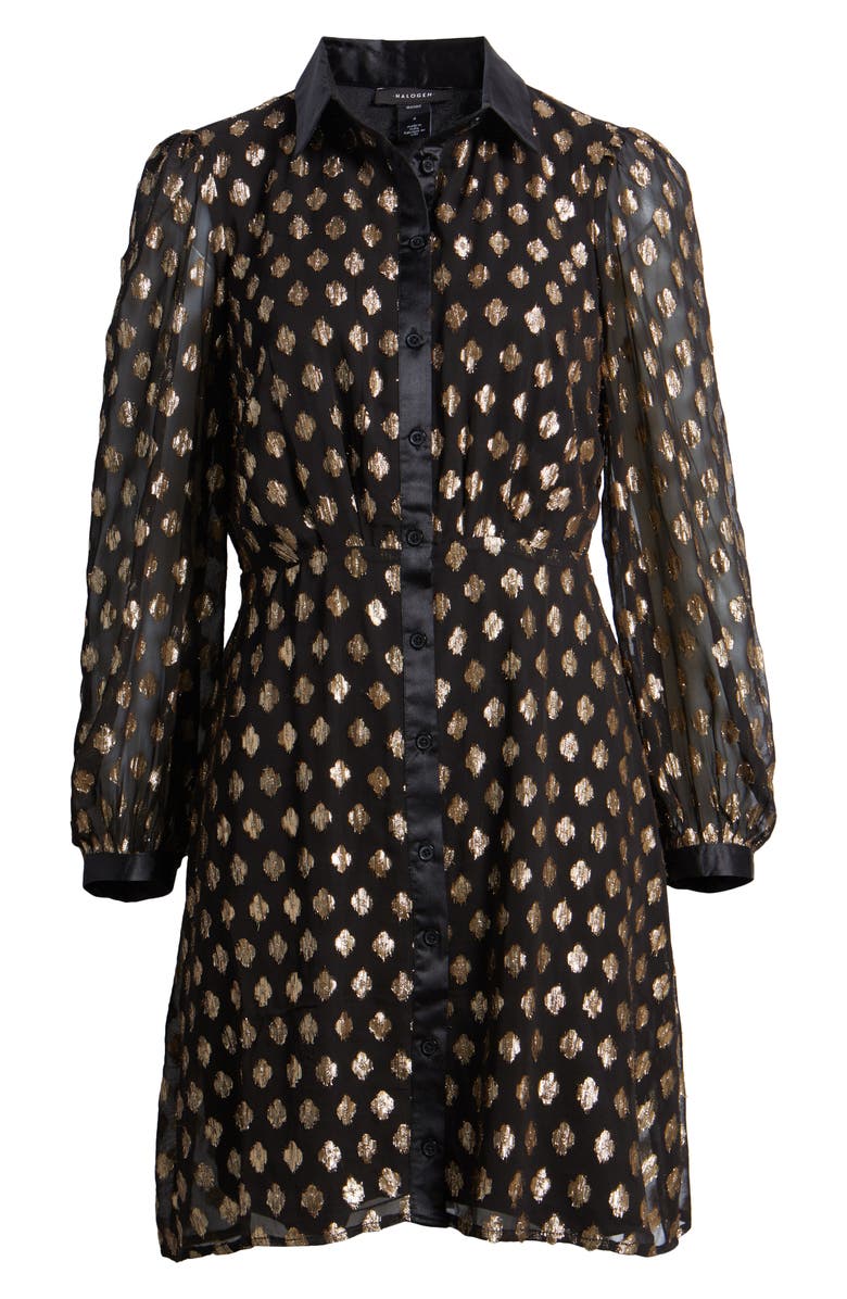 Halogen® Foil Dot Empire Waist Long Sleeve Shirtdress | Nordstromrack
