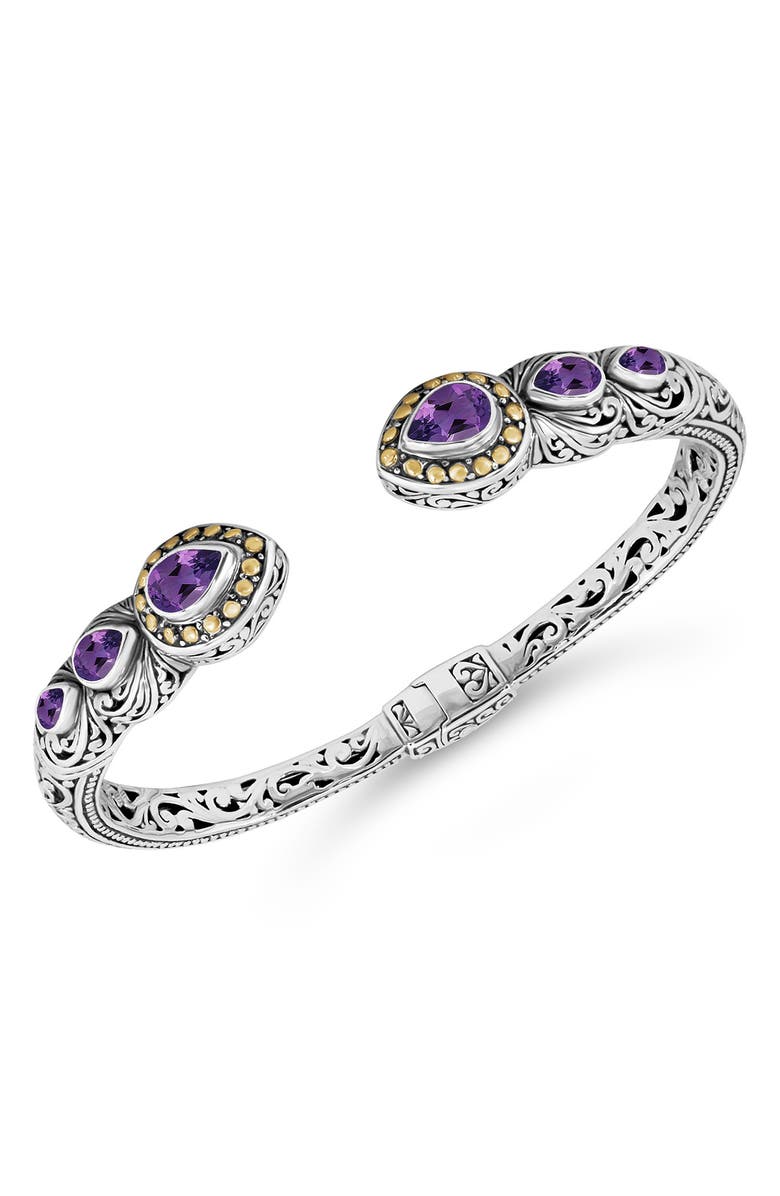 DEVATA Sterling Silver Bali Filigree Amethyst Hinge Cuff Bracelet ...