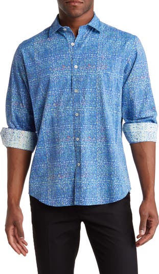 Bugatchi Shaped Fit Geo Stretch Button-Up Shirt | Nordstromrack