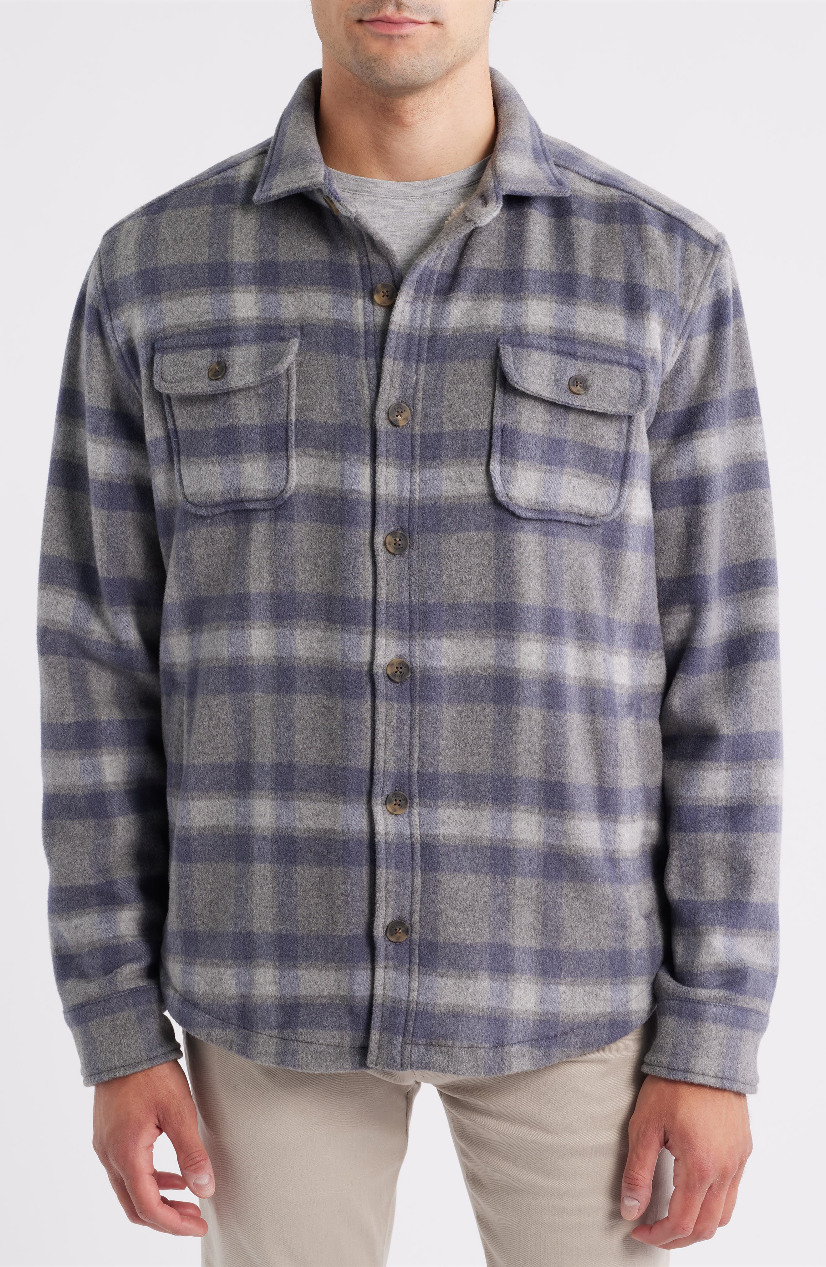 johnnie-O Hassler Fleece Lined Plaid Wool Blend Flannel Shirt Jacket ...