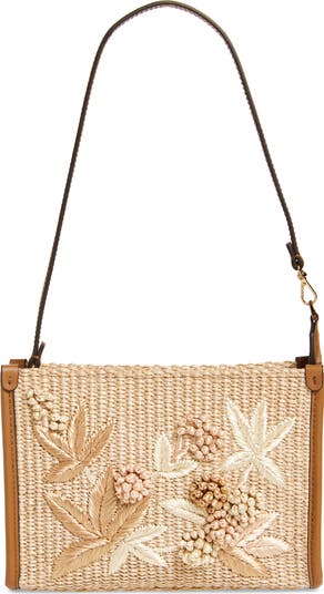 Etro Embroidered Raffia Shoulder Bag | Nordstrom