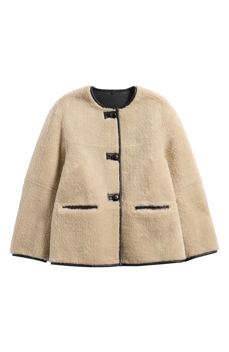 MANGO Contrast Faux Leather Trim Faux Fur Toggle Coat | Nordstromrack