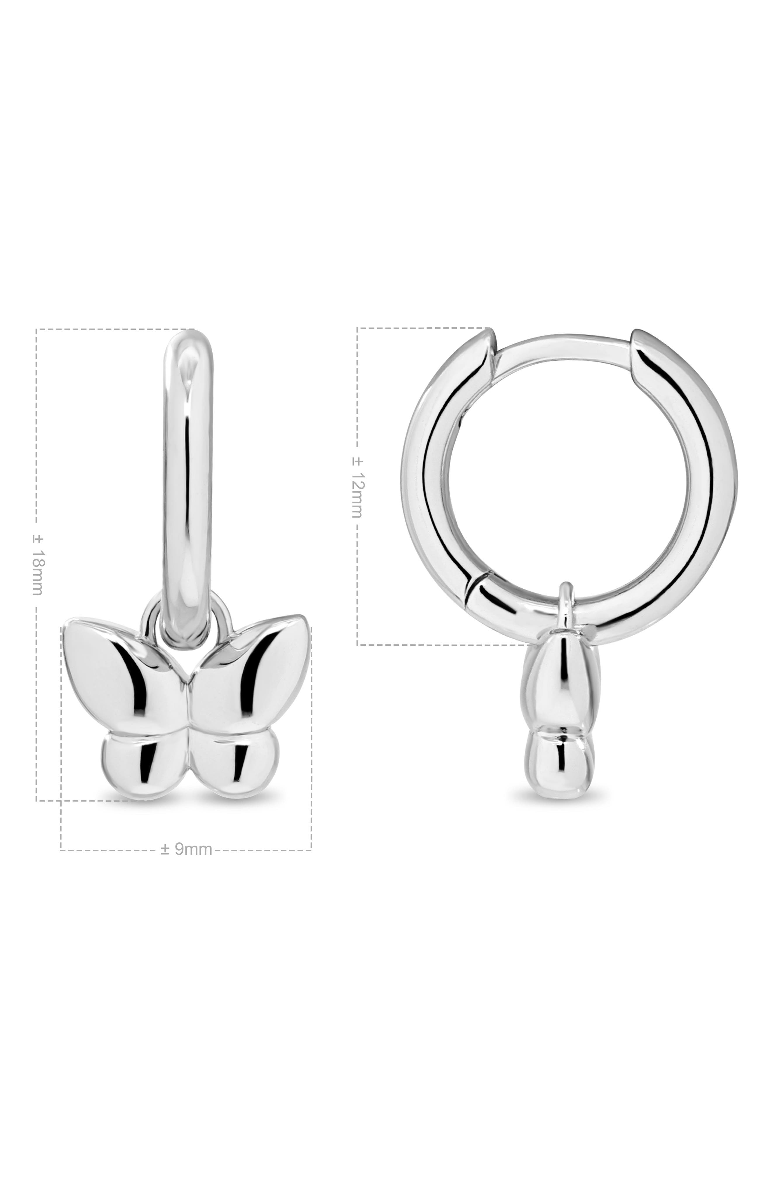 DEVATA Butterfly Hoop Earrings in Rhodium Plated Sterling Silver ...