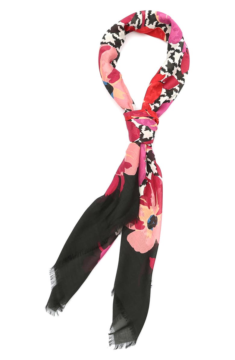 Kate Spade New York houndstooth poppies modal square scarf | Nordstrom