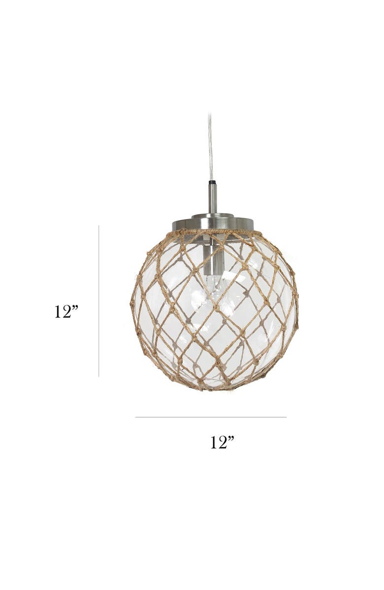 LALIA HOME Buoy Netted Brushed Nickel Coastal Ocean Sea Glass Pendant ...