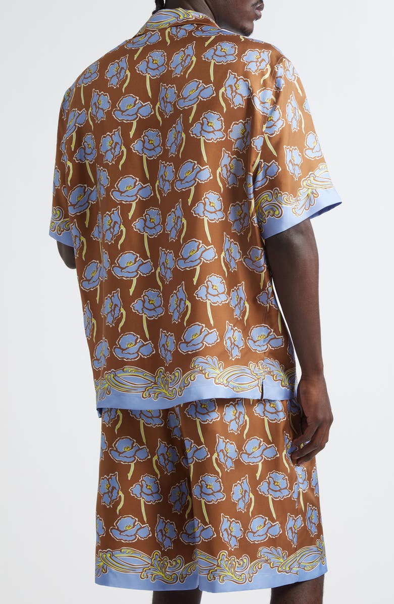 Versace Poppies Print Silk Camp Shirt | Nordstromrack