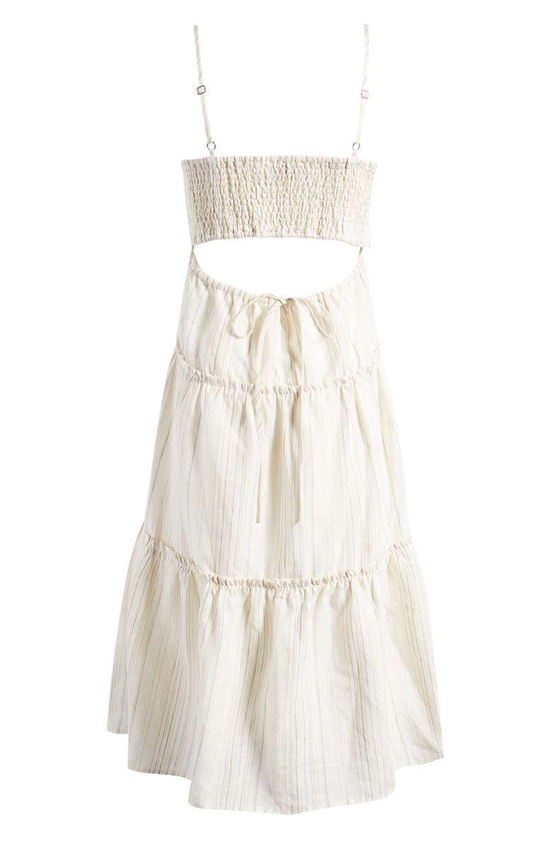 Socialite Stripe Cutout Tiered Linen Sundress | Nordstromrack