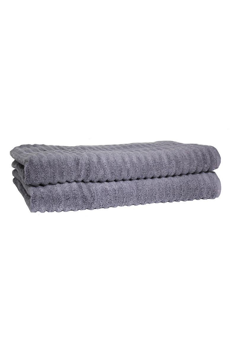 MELANGE HOME Zero Twist Bath Sheet - Set of 2 - Anthracite Grey, Pebble ...