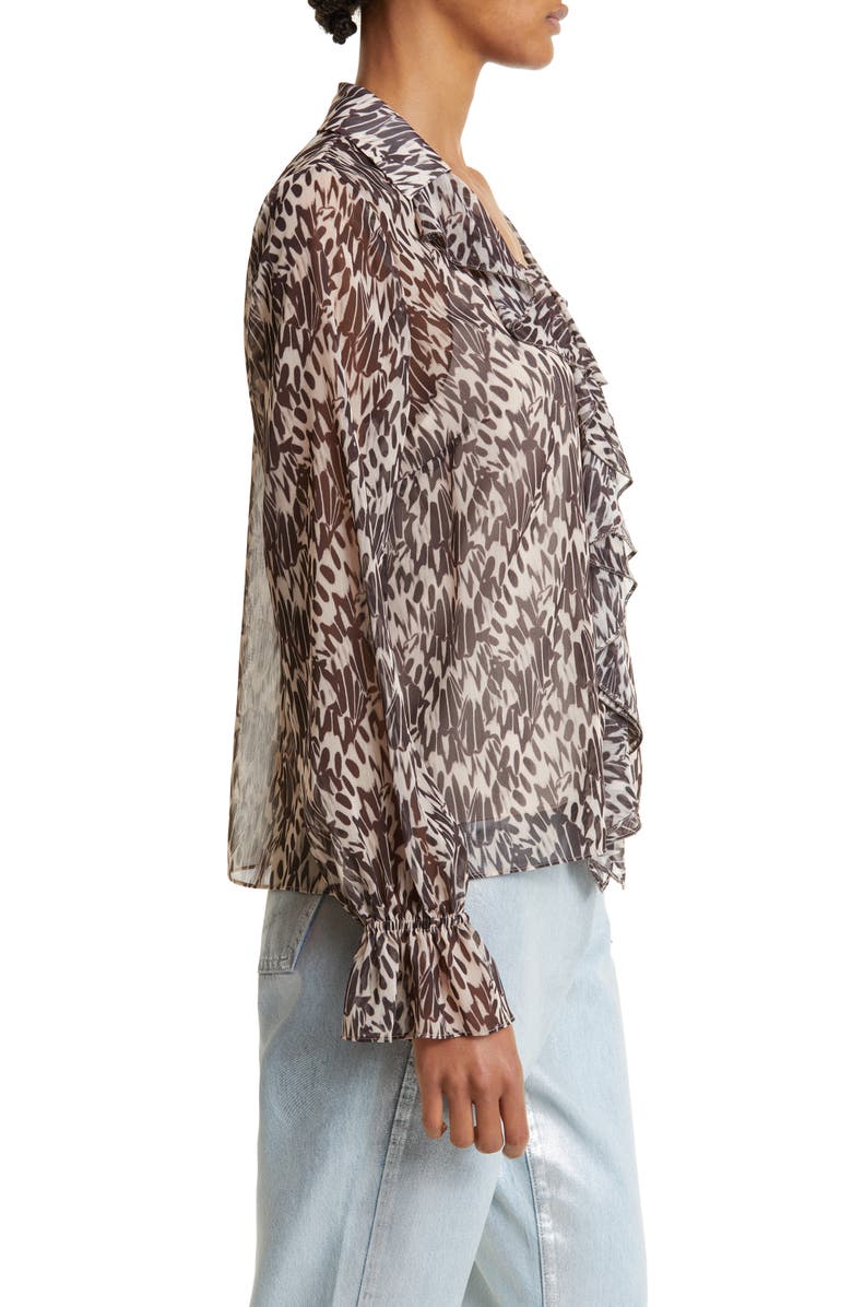 Ted Baker London Bertei Abstract Print Bead Trim Ruffle Blouse ...
