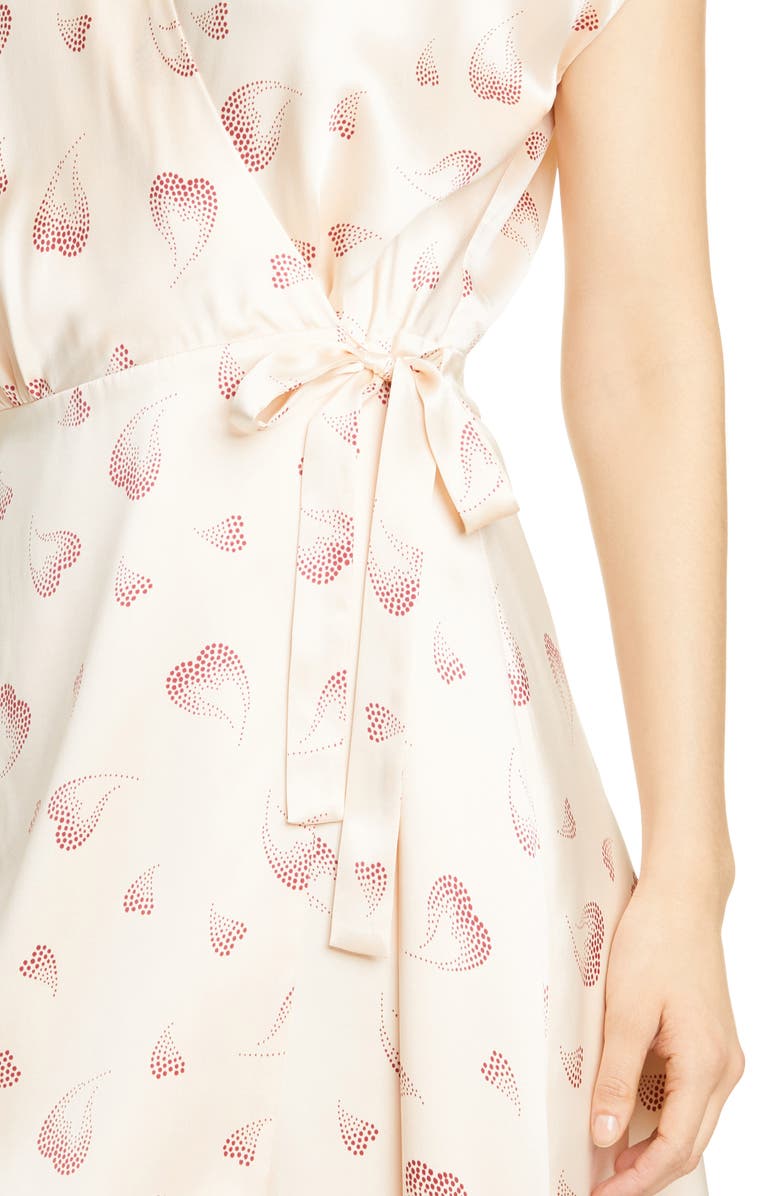 Joie Bethwyn Heart Print Wrap Silk Dress | Nordstrom