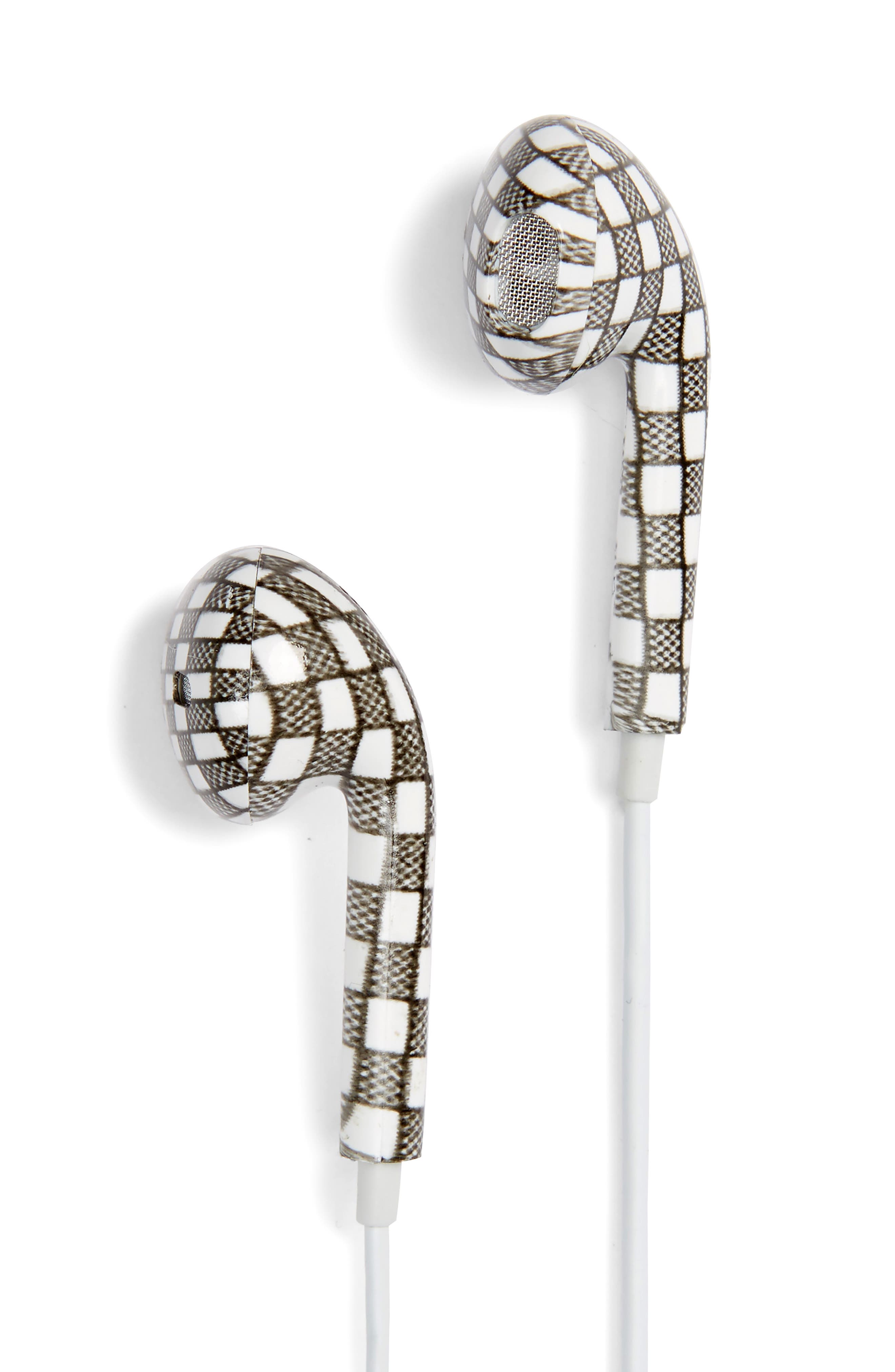 La Double 7 Checker Print Earbuds | Nordstrom