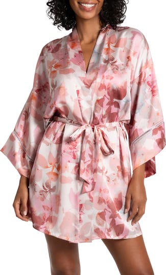 Midnight Bakery Marion Ladder Trim Satin Robe | Nordstrom