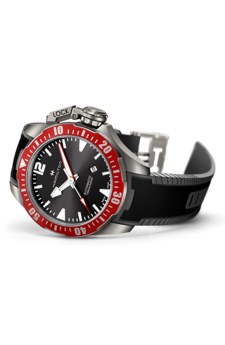 Hamilton Khaki Navy Frogman Automatic Silicone Strap Watch, 46mm ...