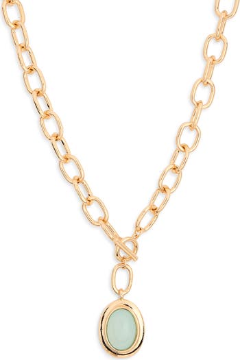 NORDSTROM RACK Bezel Stone Pendant Chain Necklace | Nordstromrack