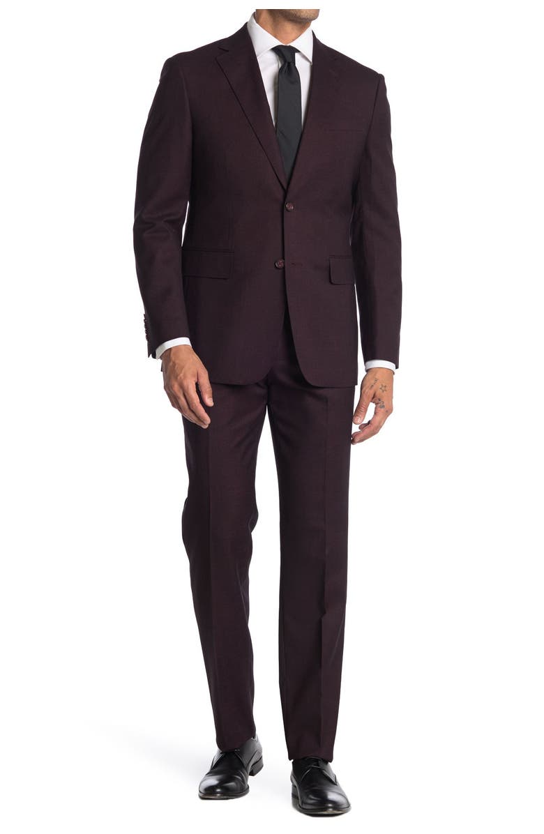 English Laundry Burgundy Solid Two Button Notch Lapel Slim Fit 2-Piece ...