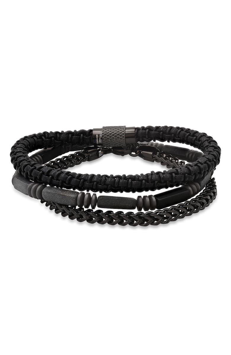 HMY JEWELRY Braided Leather Multi Strand Bracelet | Nordstromrack