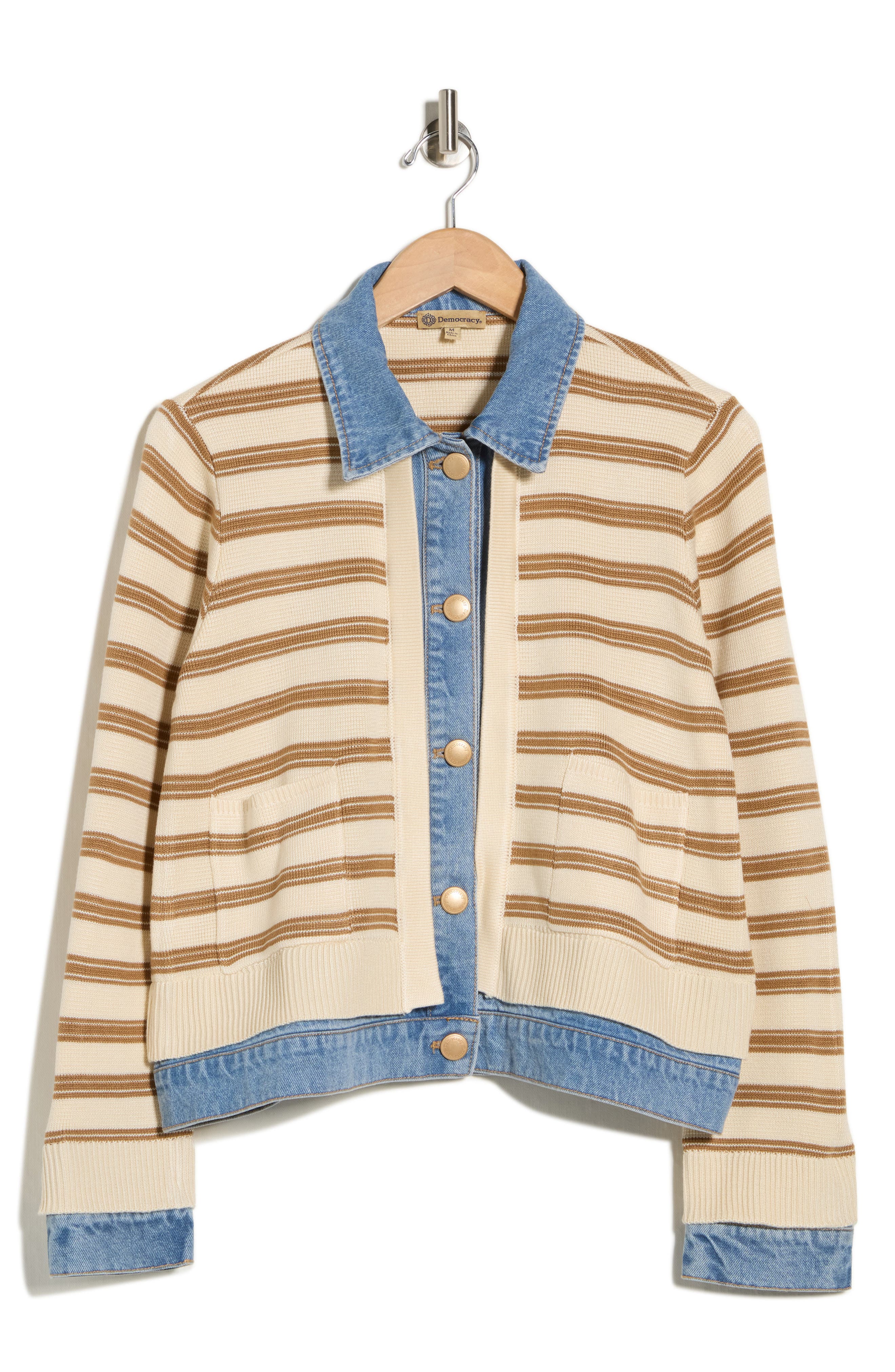 Stripe Mixed Media Jacket (Women) | Nordstromrack