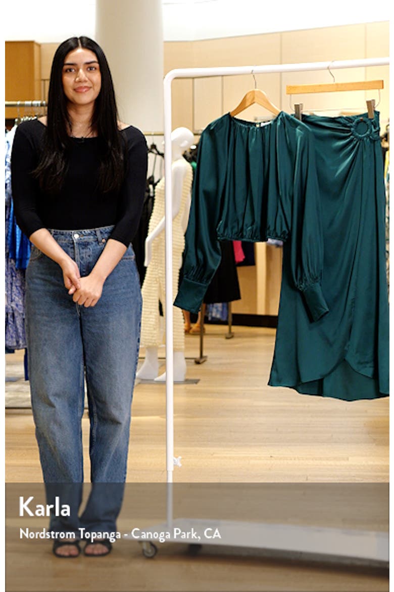 Natasha Long Sleeve Satin Crop Top & Skirt Set (Women) | Nordstromrack