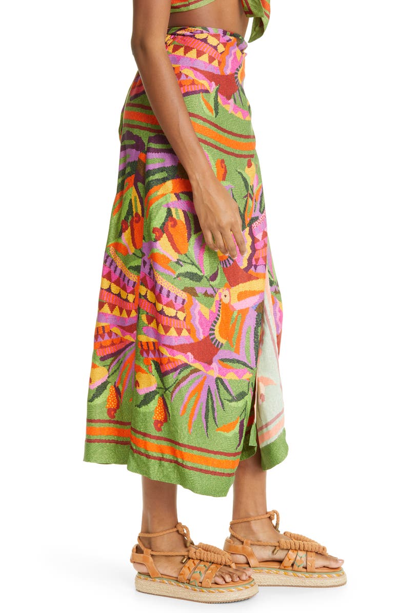 FARM Rio Toucans Scarf Midi Skirt | Nordstromrack