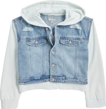 Tractr Kids' Denim & French Terry Hooded Jacket | Nordstrom