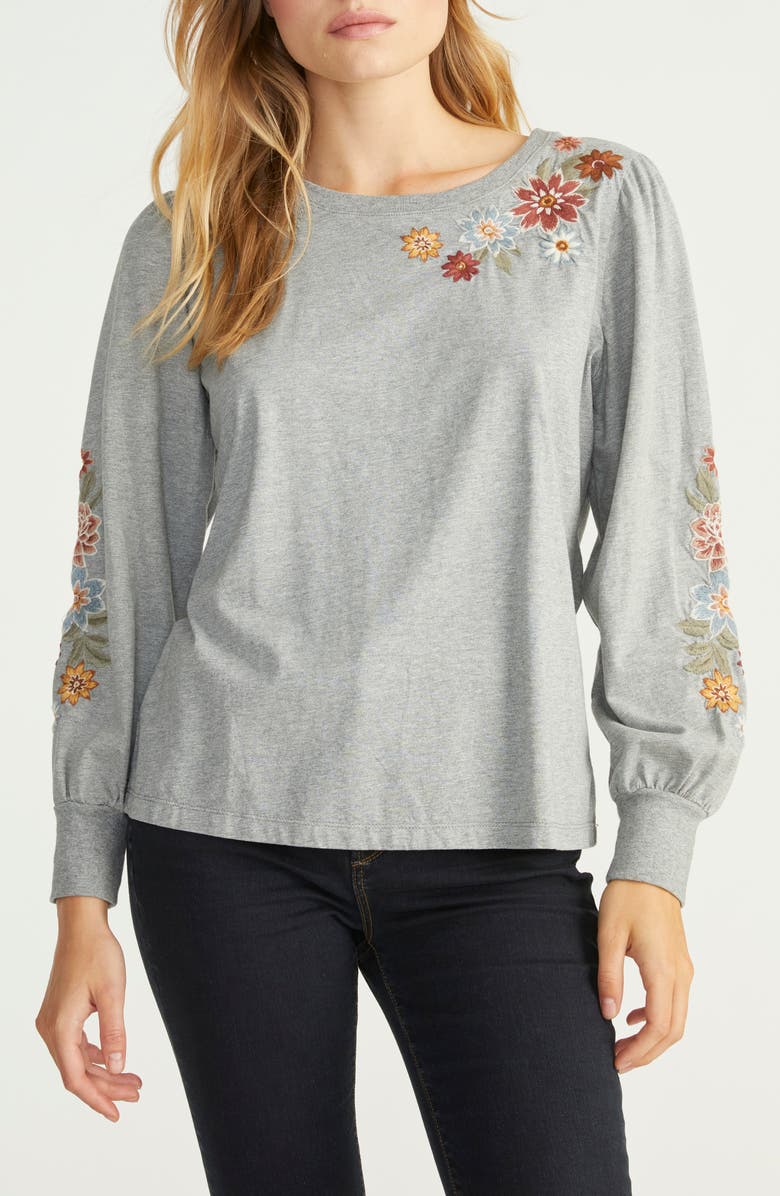 Driftwood Clare x Neptune Floral Embroidered Long Sleeve T-Shirt ...