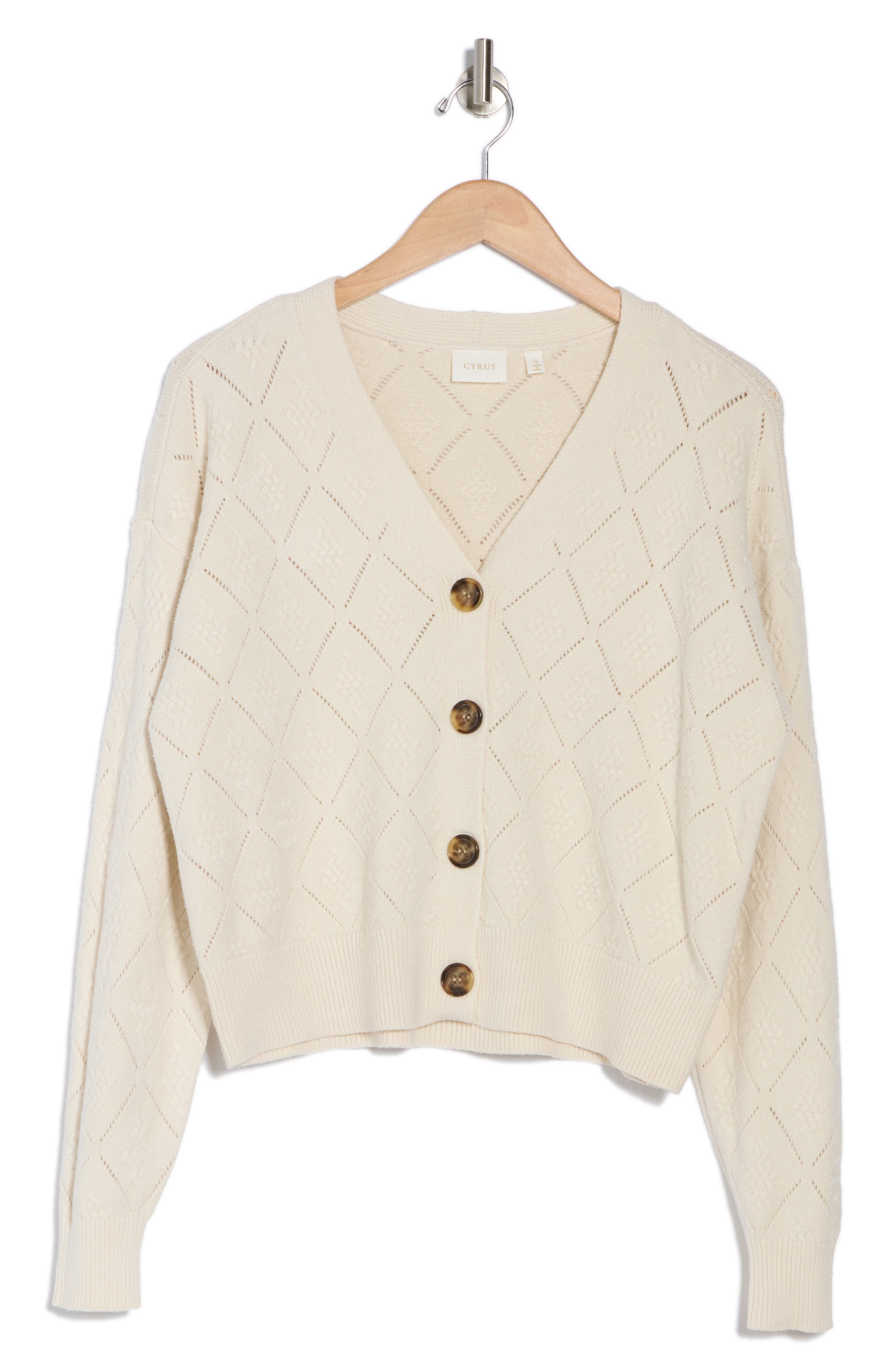 CYRUS Pointelle Knit Button Cardigan | Nordstromrack