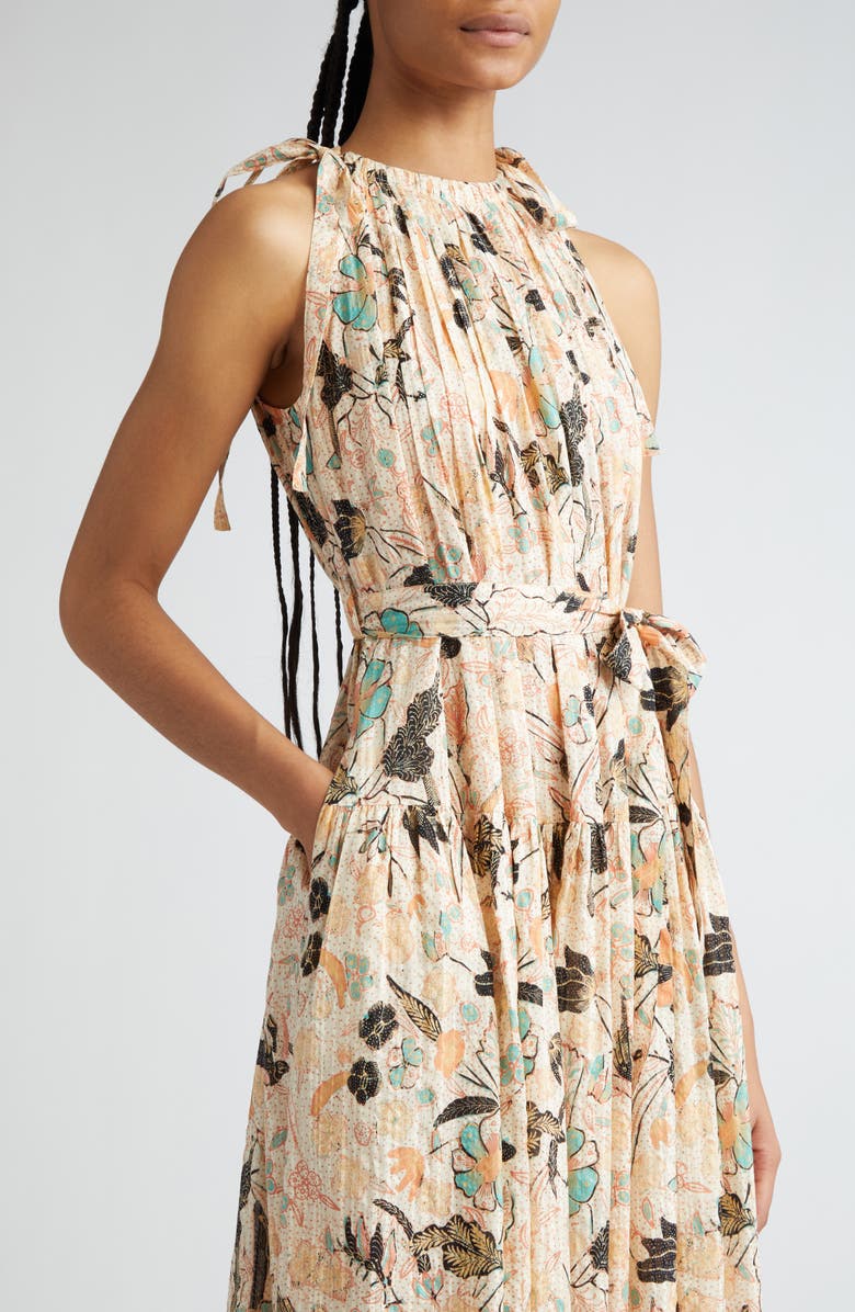 Ulla Johnson Samar Print Sleeveless Ruffle Hem Midi Dress | Nordstromrack