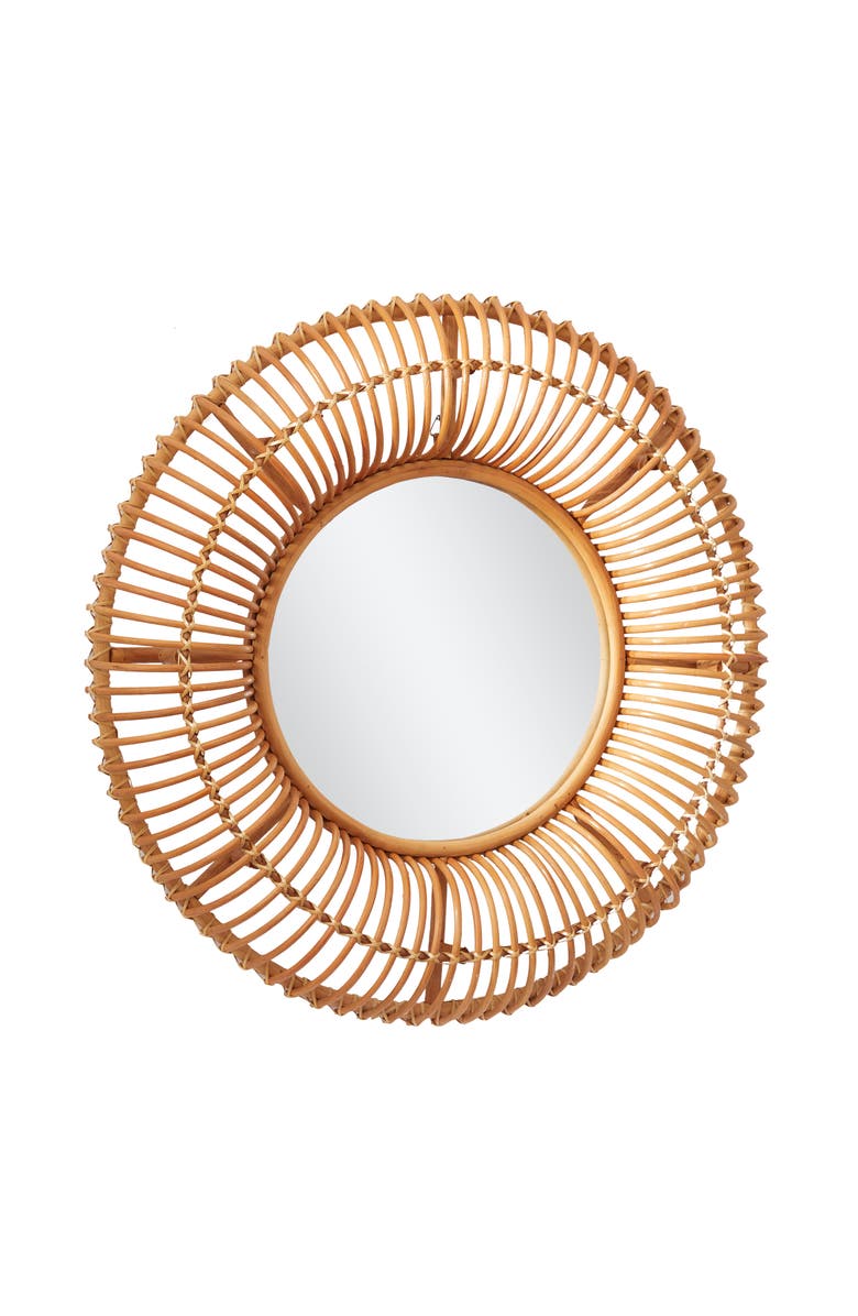 GINGER BIRCH STUDIO Brown Rattan Handmade Weaved Frame Wall Mirror ...