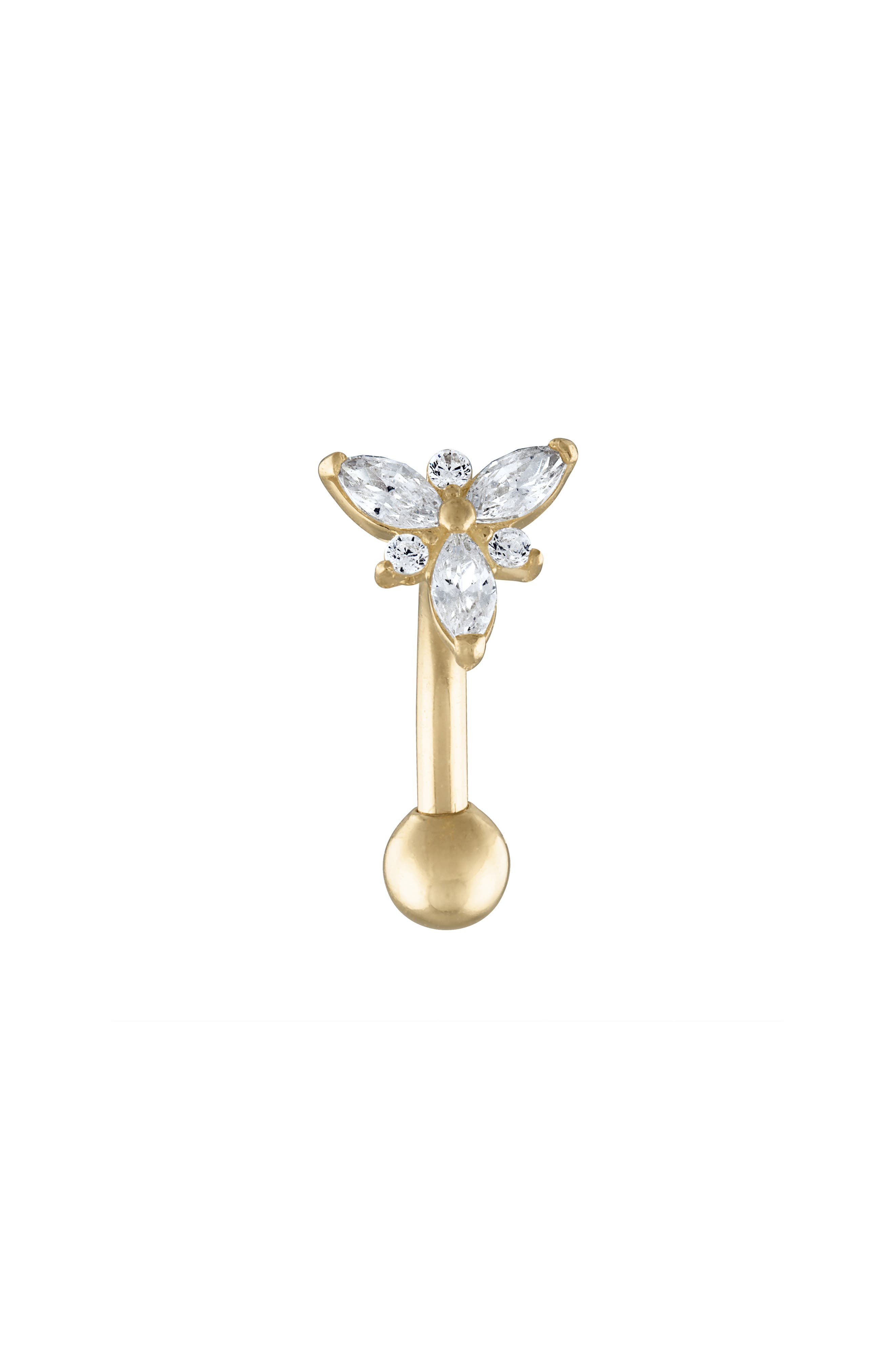 Raquelina Jewels 14K Gold CZ Flower Belly Ring | Nordstromrack