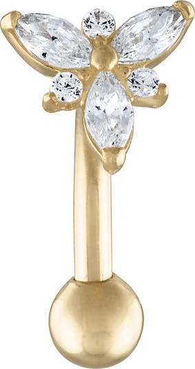 Raquelina Jewels 14K Gold CZ Flower Belly Ring | Nordstromrack