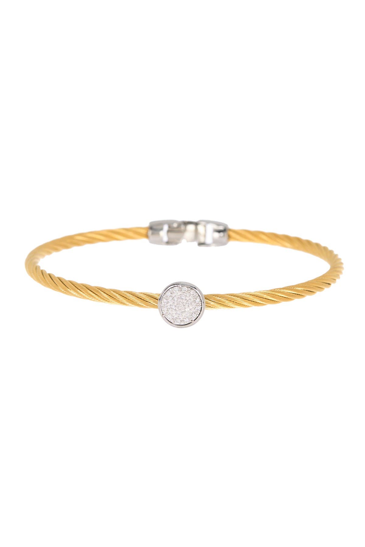ALOR® 18K Yellow Gold Stainless Steel Diamond Cable Cascade Chain ...