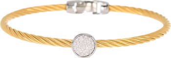 ALOR® 18K Yellow Gold Stainless Steel Diamond Cable Cascade Chain ...