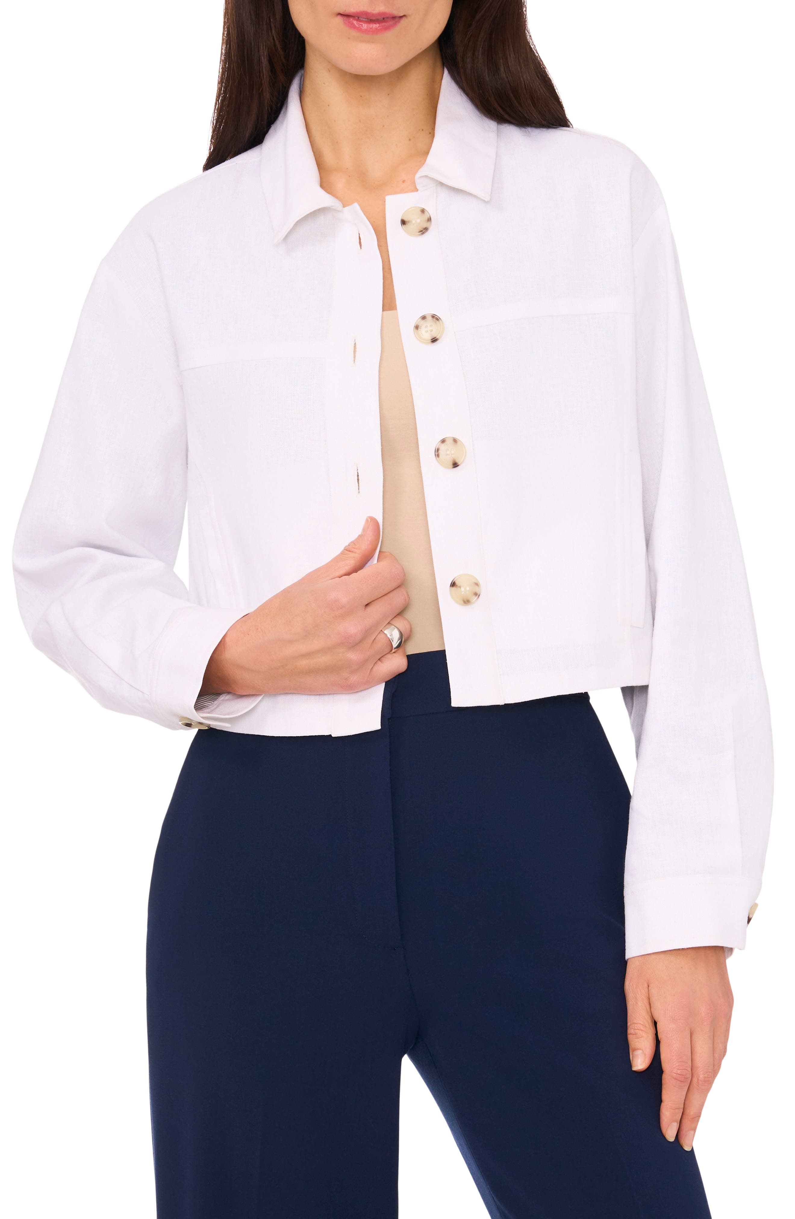 Halogen® Crop Linen Blend Jacket | Nordstromrack