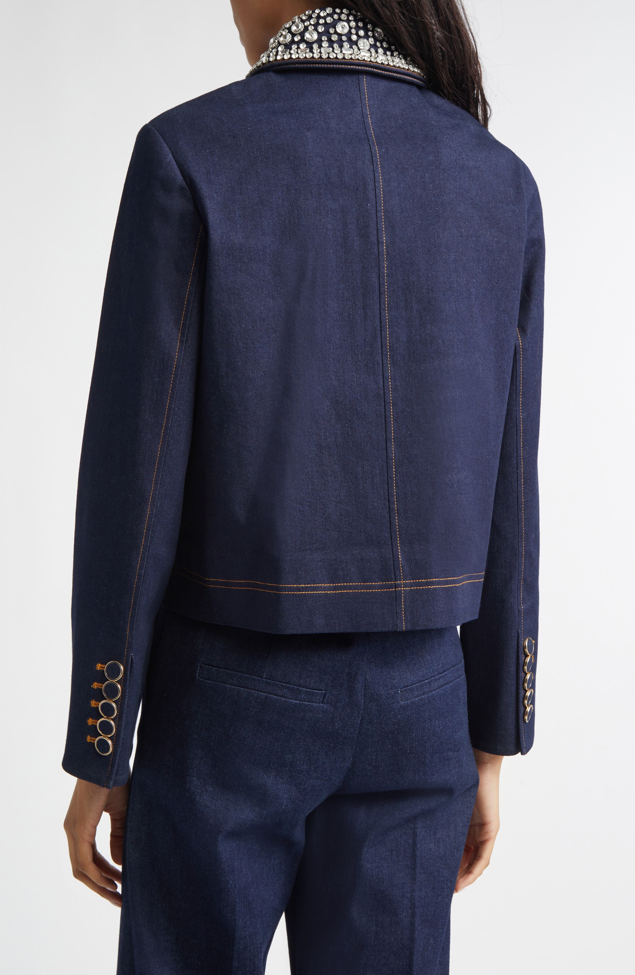 Veronica Beard Barrington Crystal Collar Denim Jacket | Nordstromrack