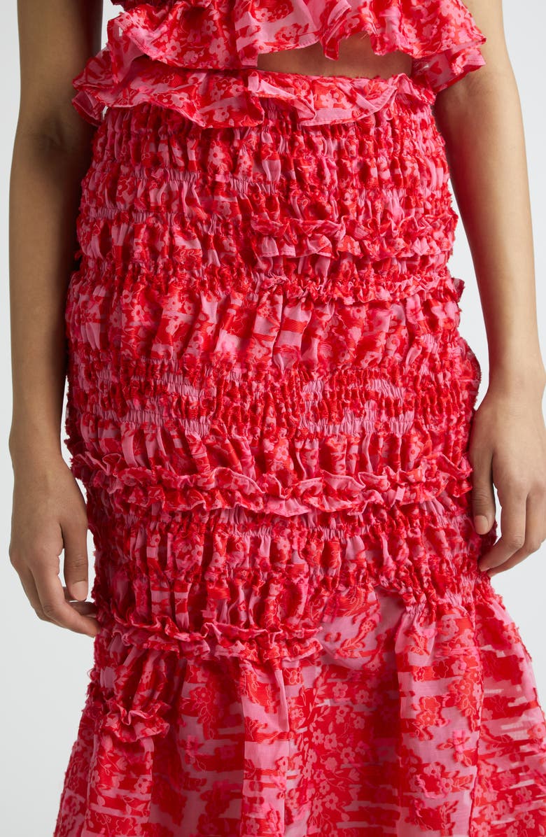 Cecilie Bahnsen Vianca Smocked Fil Coupé Midi Skirt | Nordstromrack