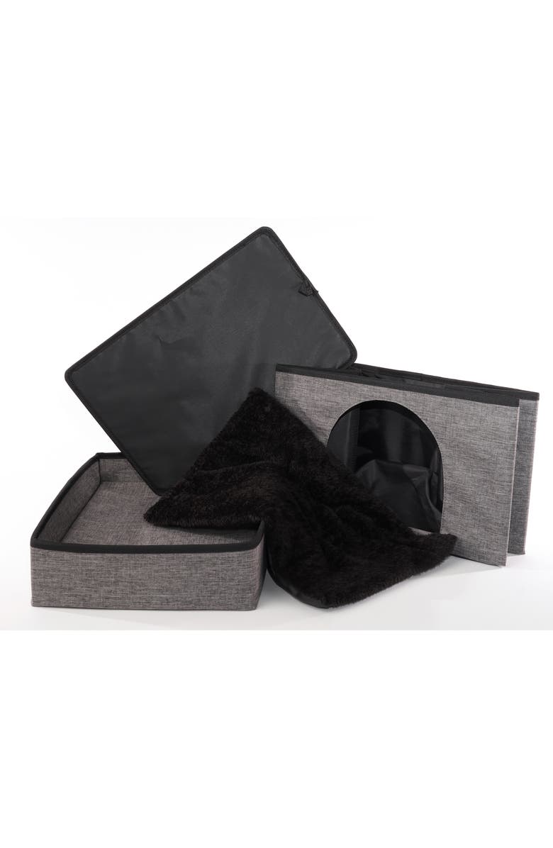 Precious Tails Rectangular 2-Tier Collapsible Pet Cat Cave Bed ...