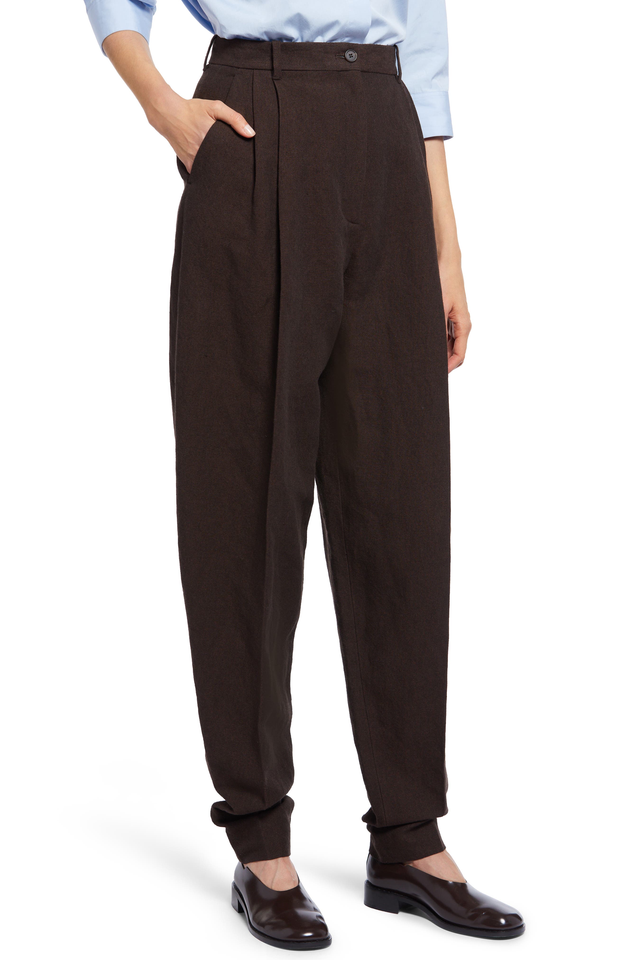 The Row Malu Pleated Washed Linen Blend Trousers | Nordstrom